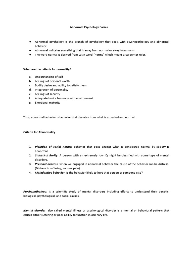 Abnormal Psychology Overview | PDF | Diagnostic And Statistical Manual ...