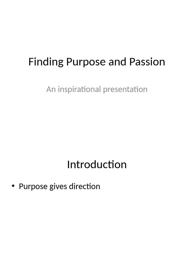 Finding Purpose and Passion | PDF