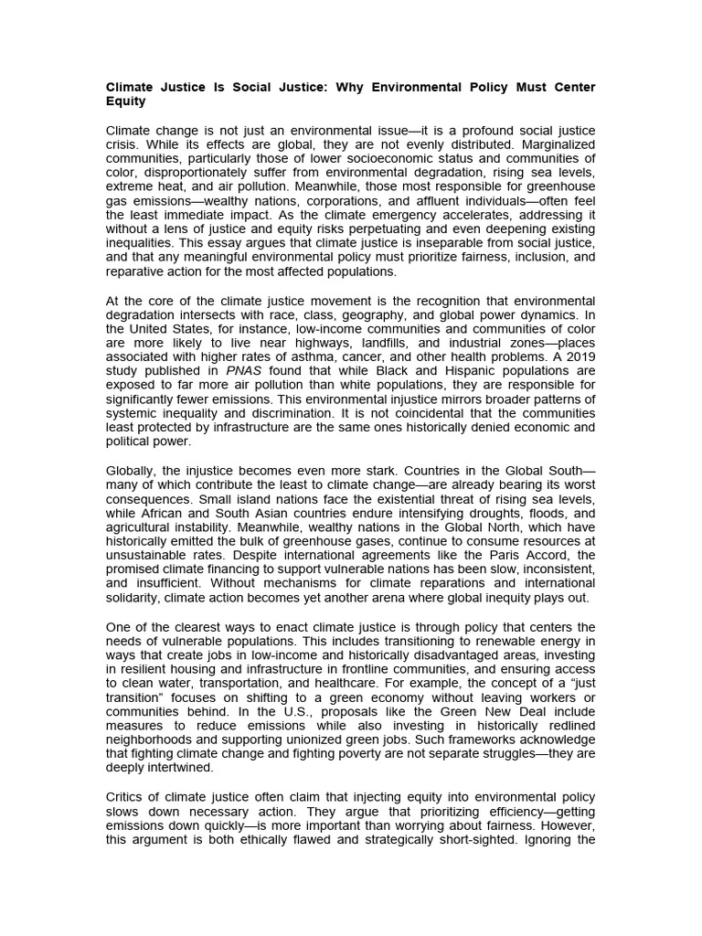 Climate Justice: A Social Equity Imperative | PDF | Sustainability ...