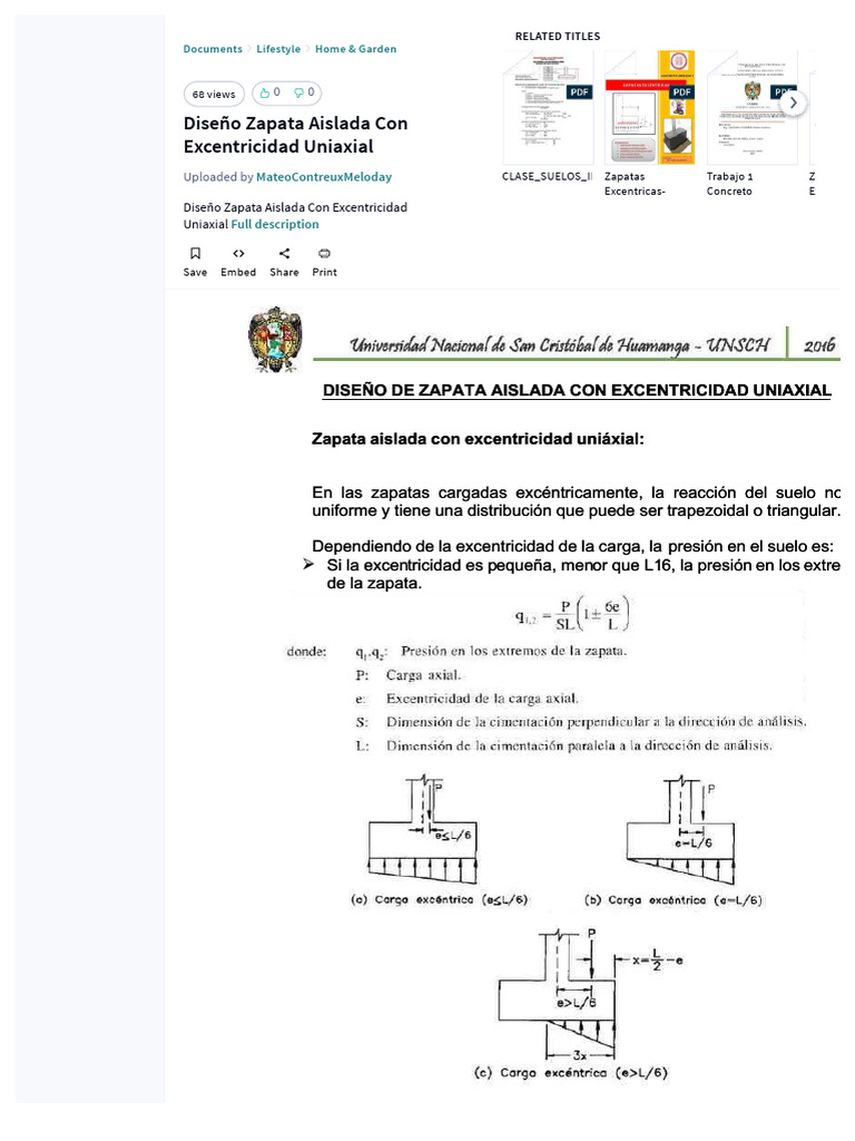 PDF Diseo Zapata Aislada Con Excentricidad Uniaxial Compress | PDF ...