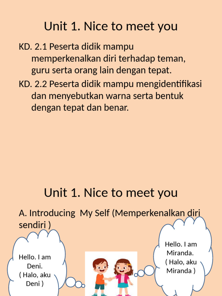 Unit 1. Nice to meet you | PDF