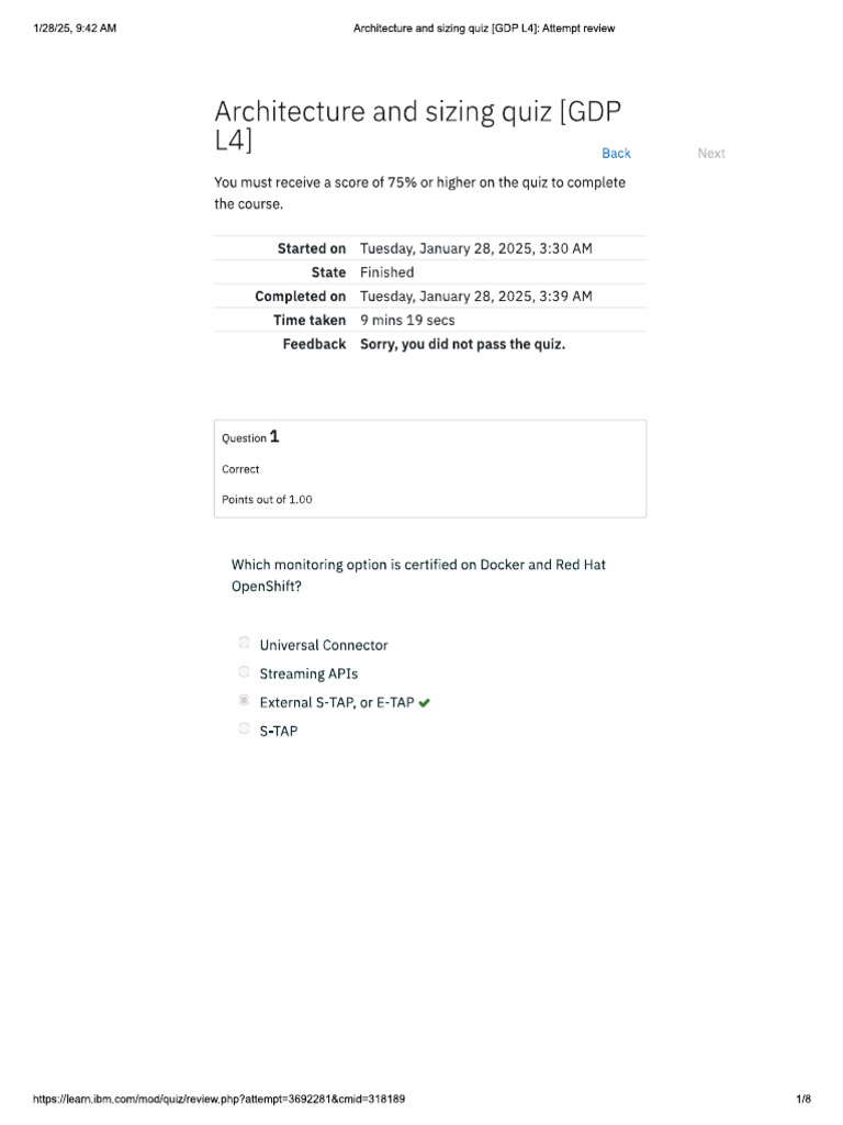 Architecture and Sizing Quiz (GDP L4) | PDF