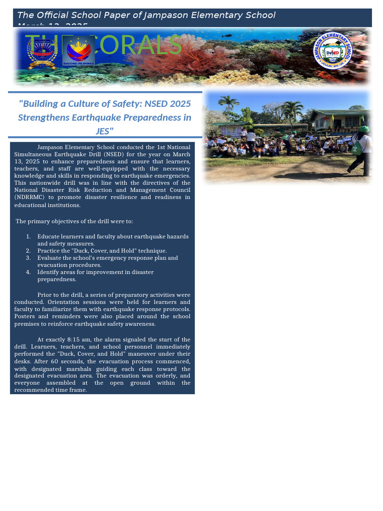 Jampason Elementary's Earthquake Drill 2025 | PDF | Emergency ...