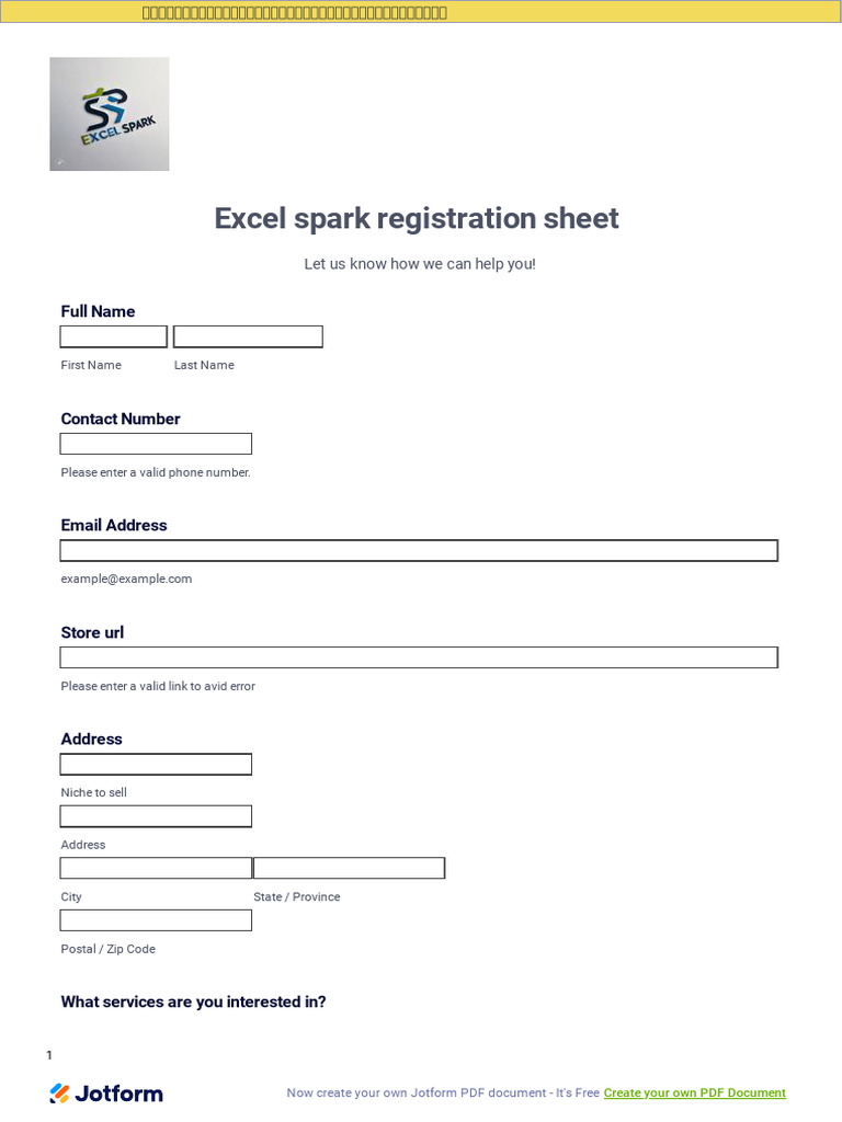 Excel Spark Registration Form Template | PDF