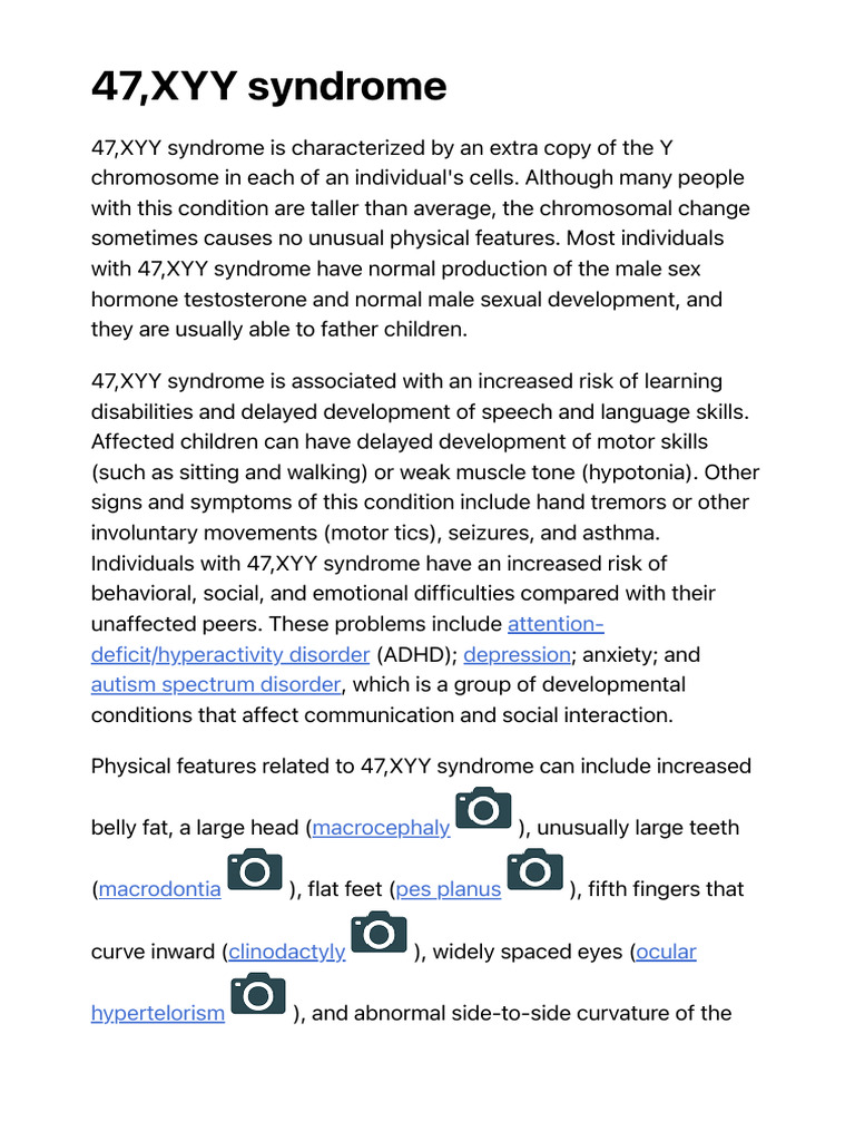 Understanding 47,XYY Syndrome Symptoms | PDF | Diseases And Disorders ...