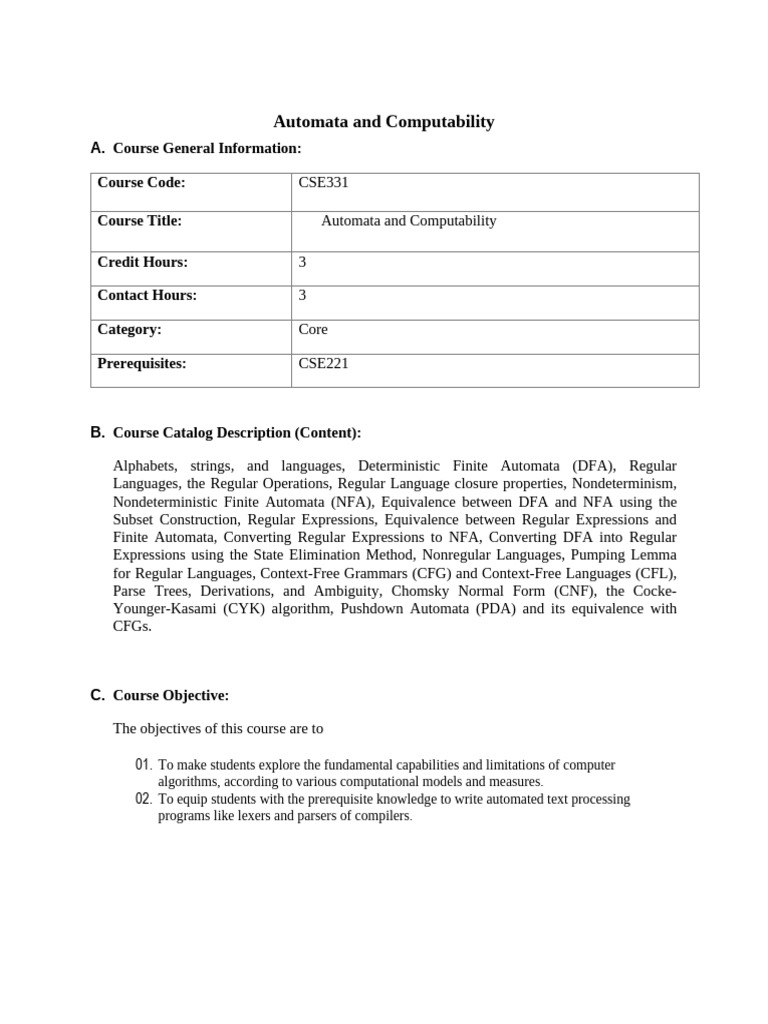 CSE331 Outline (Spring - 23) (Updated) - Mursalin Habib | PDF | Automata Theory | Regular Expression
