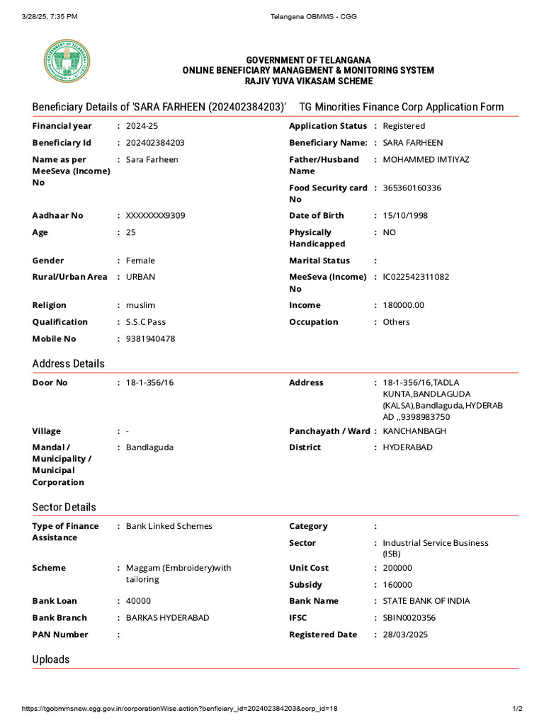 Telangana OBMMS - CGG | PDF | Government