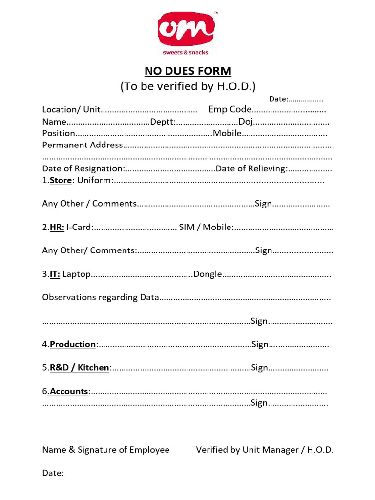 No Dues Form | PDF