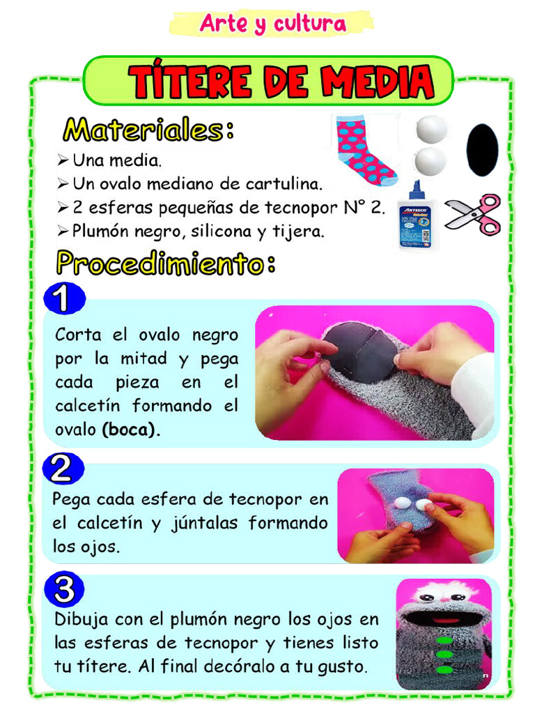 FICHA ARTE Y CULTURA-ELABORAR UN TÍTERE DE MEDIA (Recuperado automáticamente) | PDF