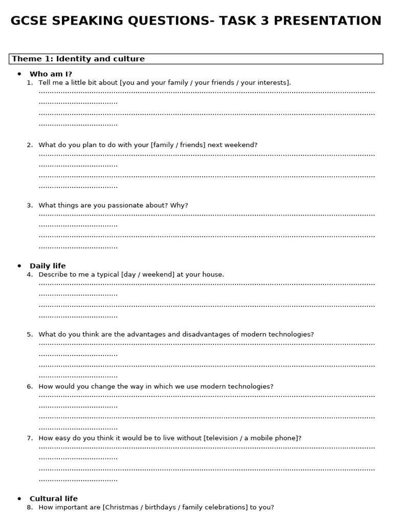 Example GCSE Questions English | PDF