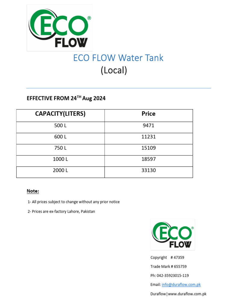 Eco Flow Water Tank (Local) 24-08-2024 | PDF