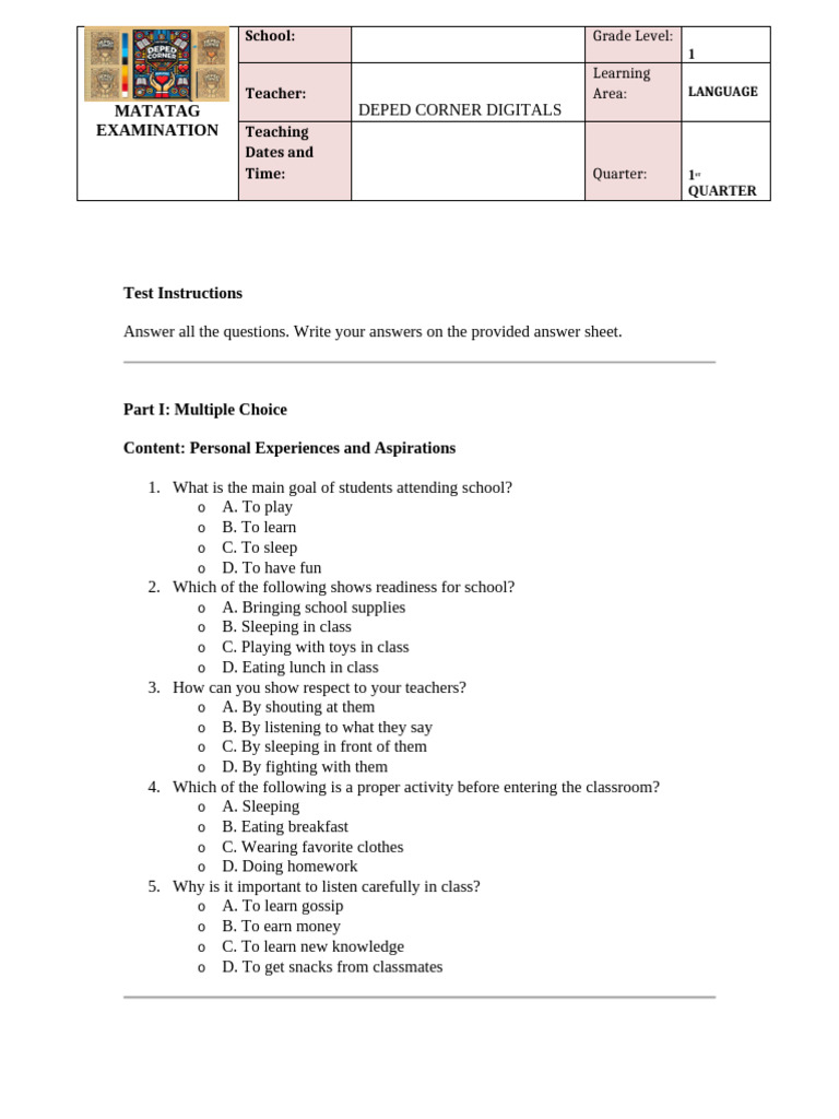 Anguage - Deped Corner Digitals | PDF | Behavior Modification | Human ...