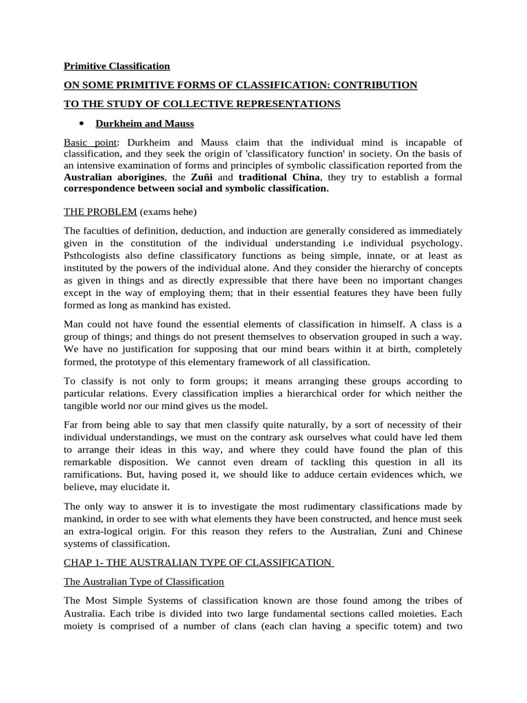 Primitive Classification Final | PDF | Kinship | Concept