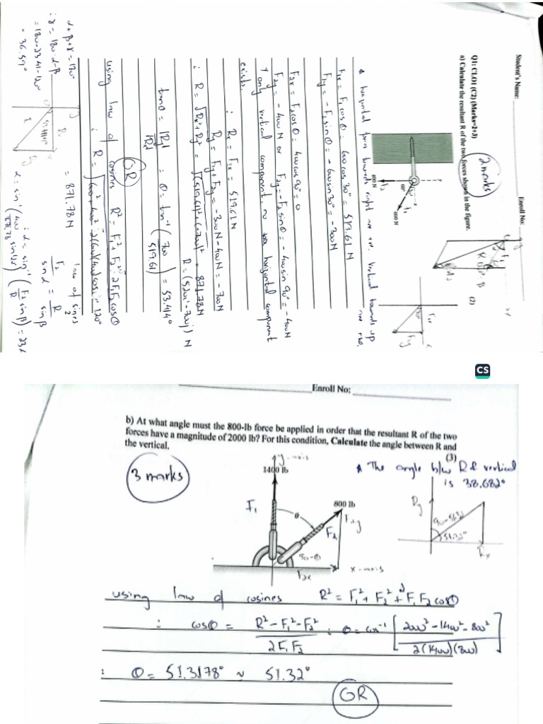 Engineering Mechanic - Mid Solution | PDF