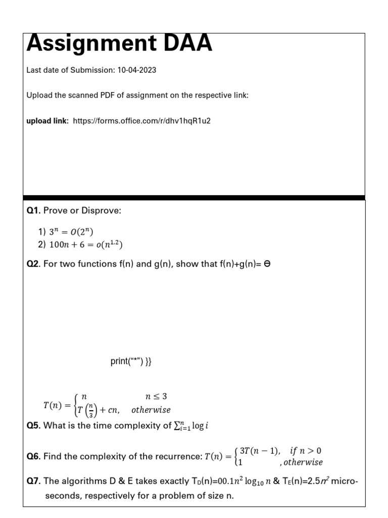 Daa Assignment1 | PDF
