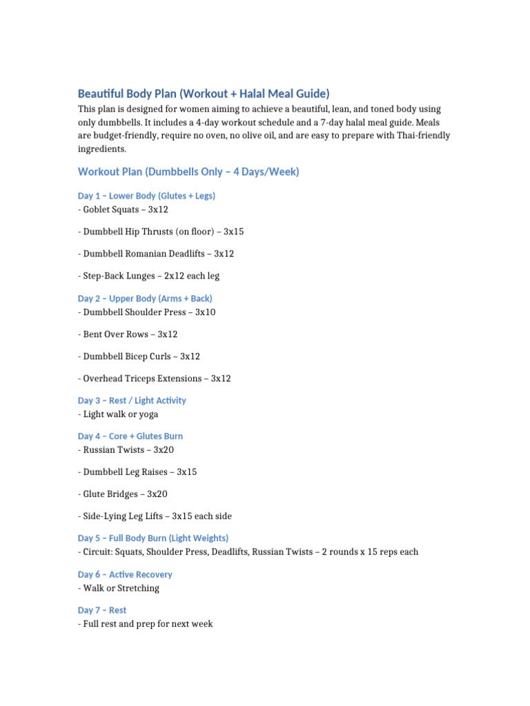 Beautiful Body Full Plan | PDF