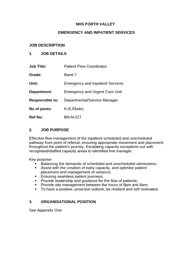 Patient Flow Coordinator Role Overview | PDF | National Health Service ...