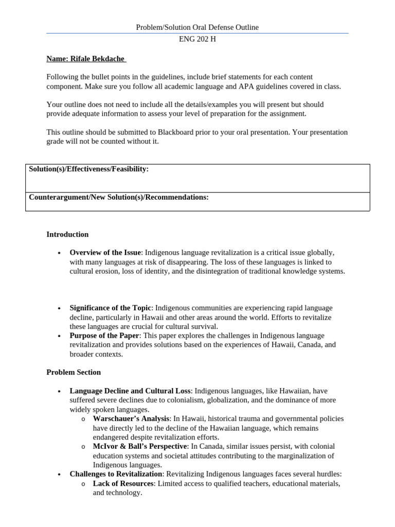 Eng. 202 H Problem Solution Outline | PDF | Learning | Human Communication