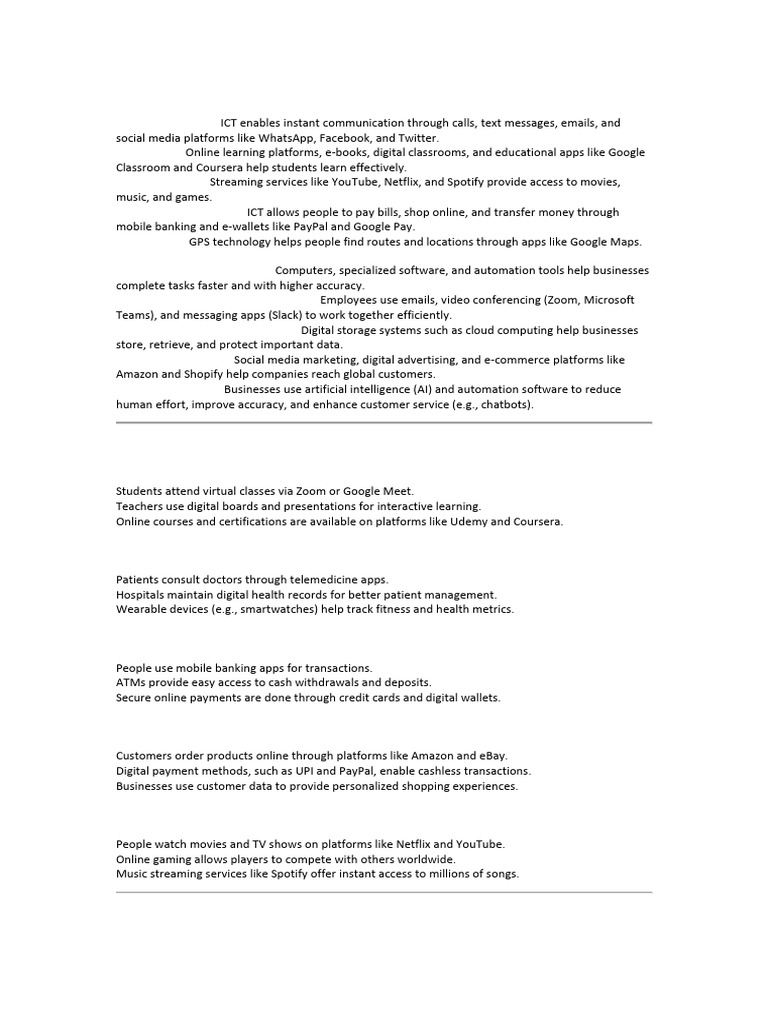ICT's Role in Personal and Work Life | PDF | Computer Data Storage ...
