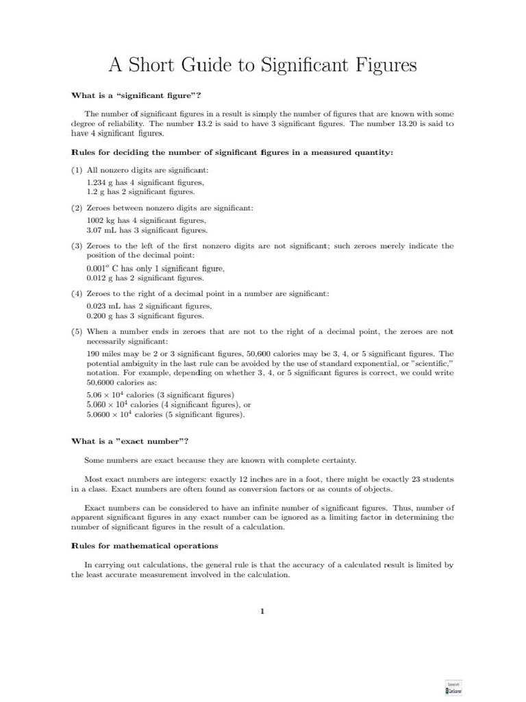 Significant Figures Rules With Examples | PDF