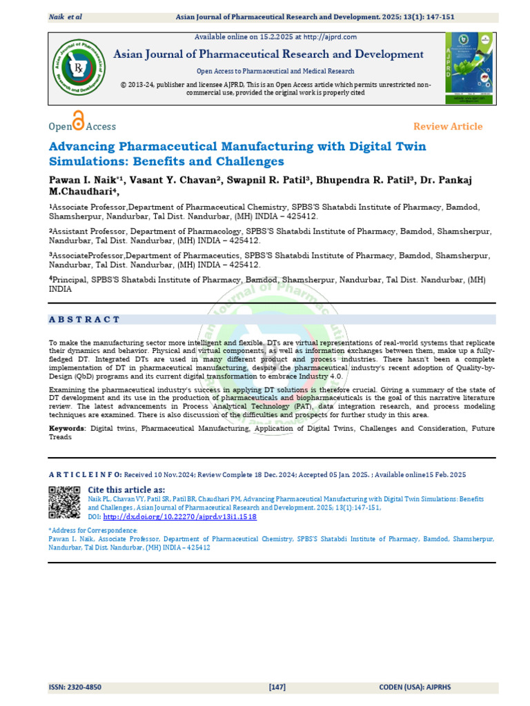 AJPRD Reasearch Paper Feb 2025 | PDF | Simulation | Biopharmaceutical
