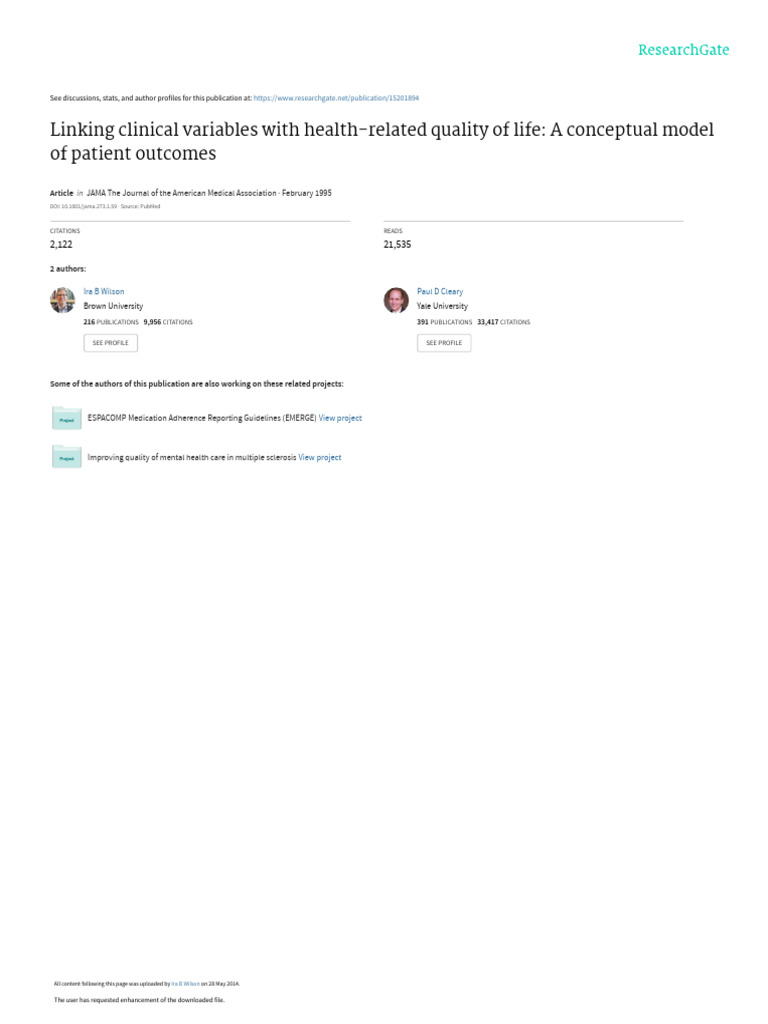 Linking Clinical Variables With Health-Related Quality of Life: A ...