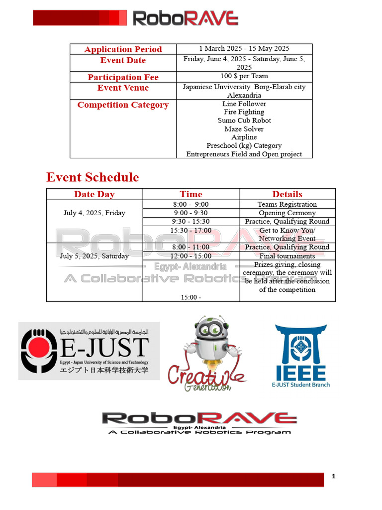 RoboRave Schedule | PDF