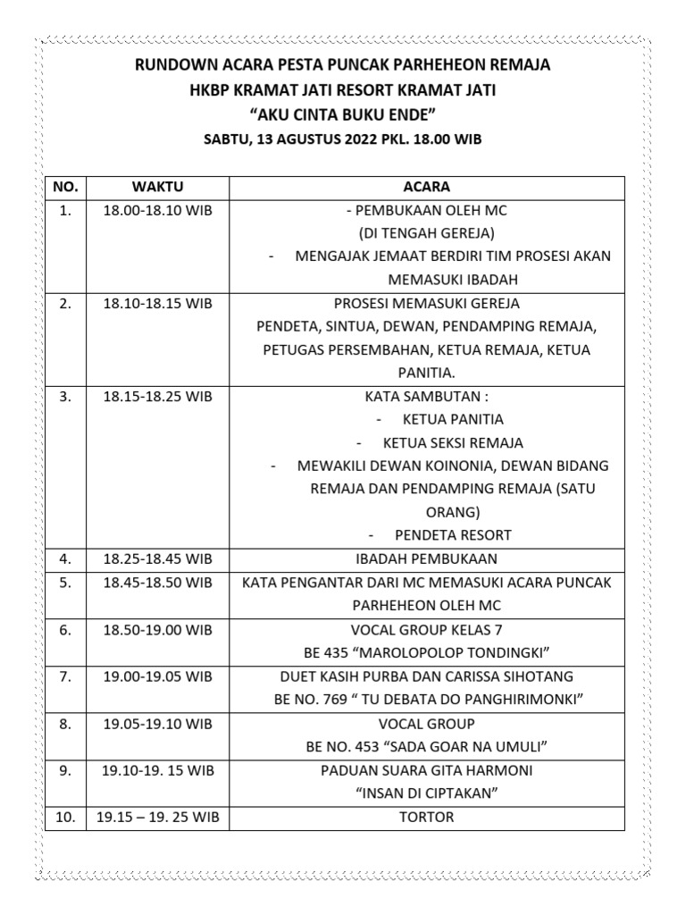 Rundown Acara 1 | PDF