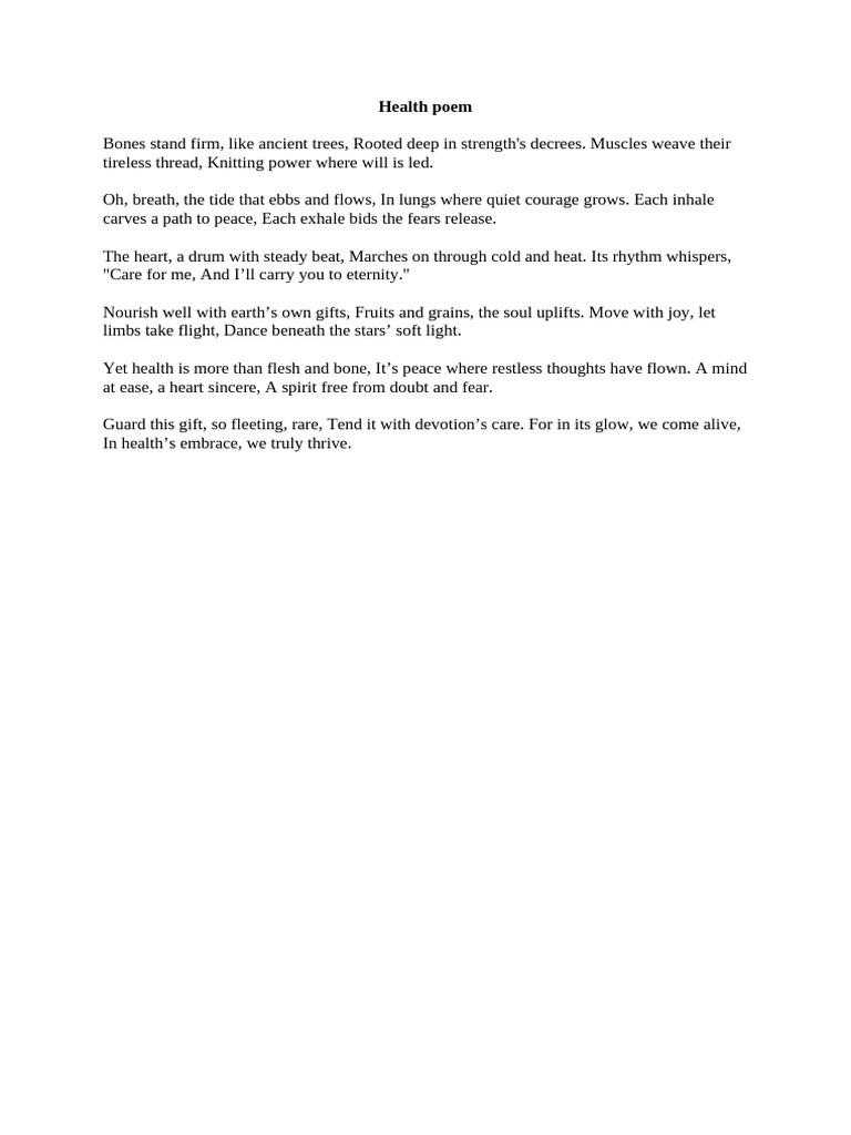 Health Poem | PDF