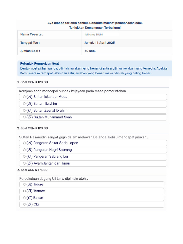 SOAL OSN IPS KAKAK | PDF