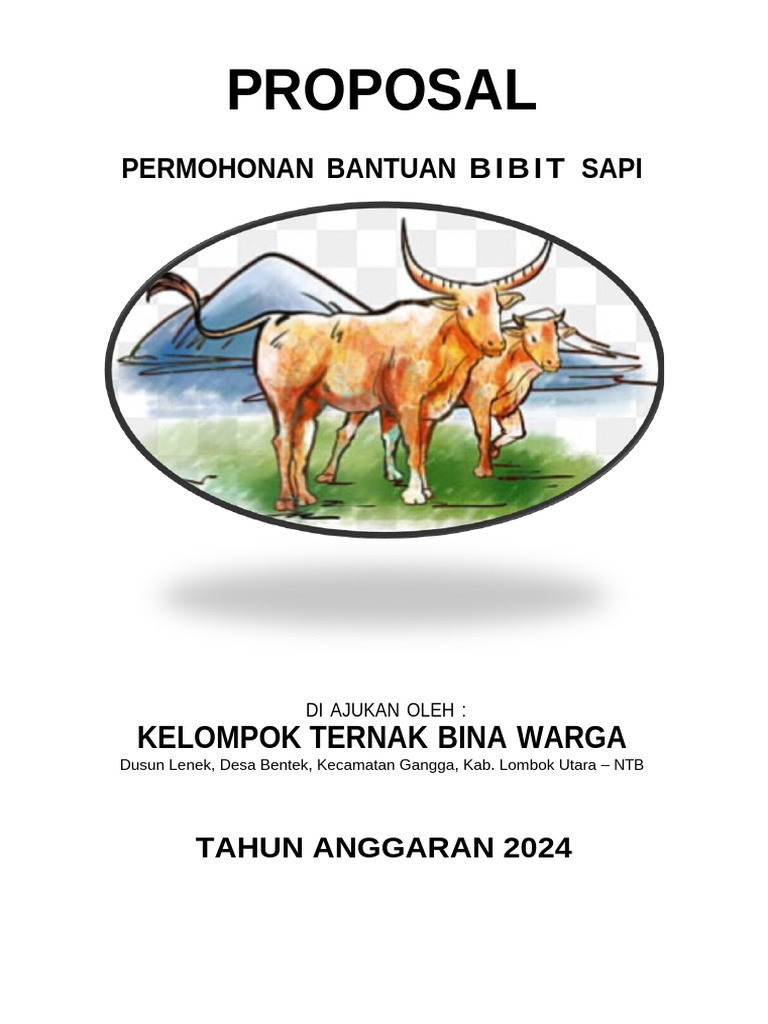 Proposal Permohonan Bibit Sapi Banjar Bina Warga | PDF