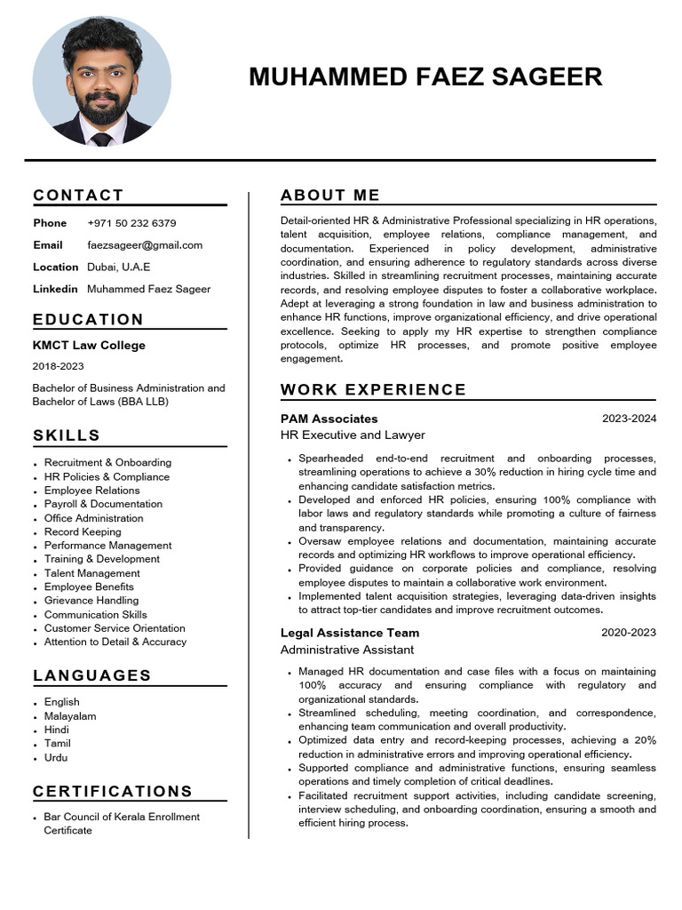 Muhammed Faez Sageer Resume | PDF | Human Resources | Recruitment