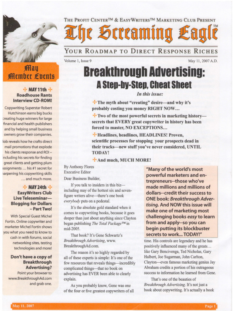 09 - Breakthrough Advertising - A Step-By-Step Cheat Sheet | PDF ...