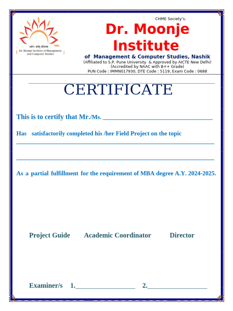 Field Project Certificate Format | PDF