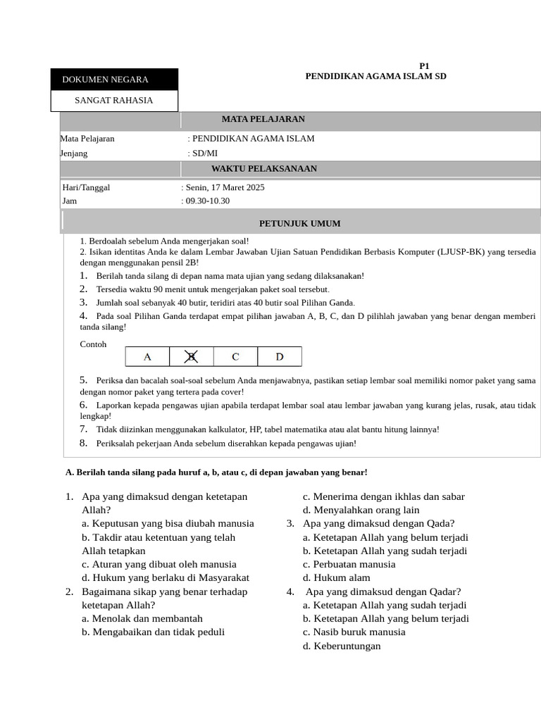 Soal PTS Kls 6 OK | PDF