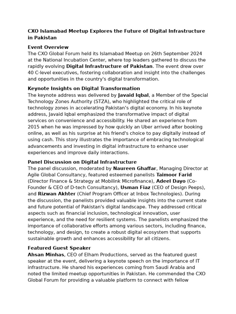 CXO Islamabad Meetup Explores The Future of Digital Infrastructure in ...