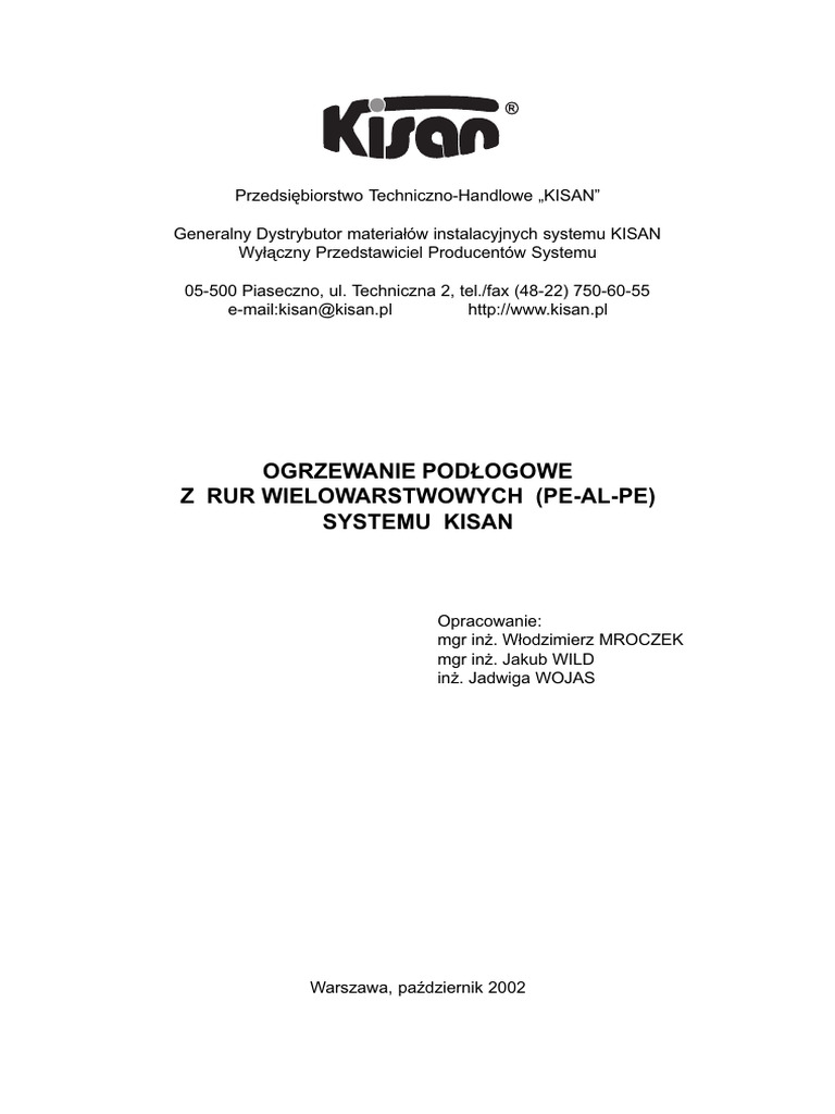 Ogrzewanie Pod Ogowe Z Rur Wielowarstwowych (Pe-Al-Pe) Systemu Kisan | PDF