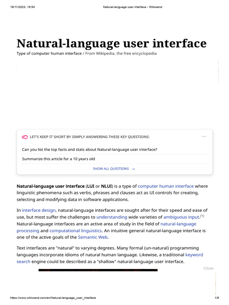 Natural-Language User Interface - Wikiwand | PDF | Speech Recognition | Computing