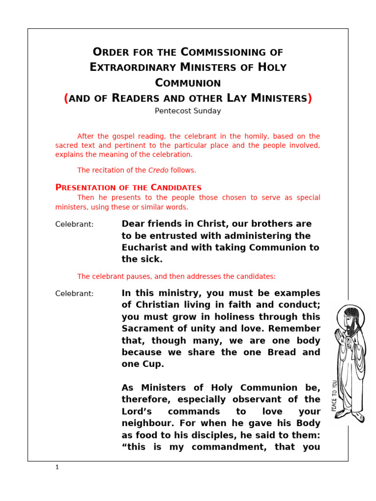 Commissioning Extraordinary Ministers | PDF | Eucharist | Christian ...