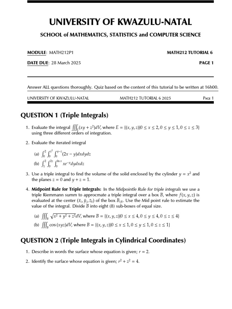 Tutorial 6 (Due 28 March 2025) | PDF | Sphere | Euclidean Geometry
