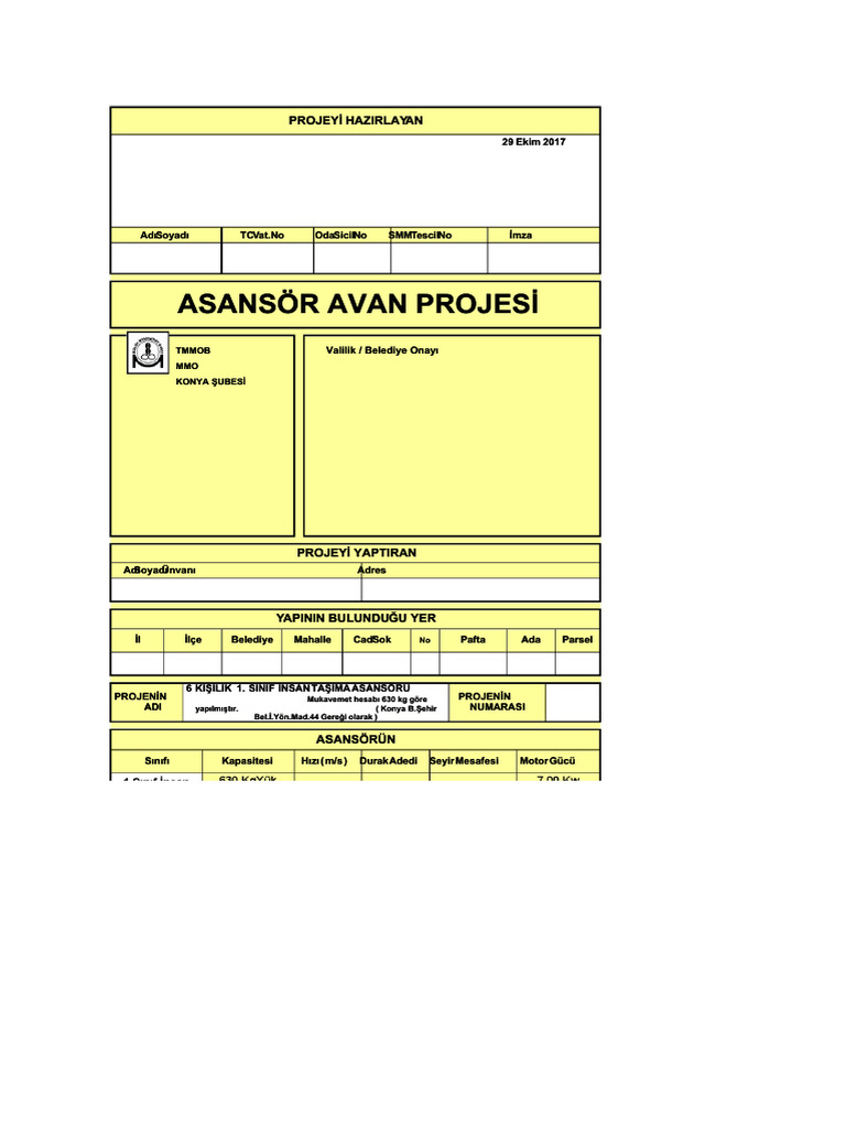 Asansor Avan Proje Hesabi 1 | PDF