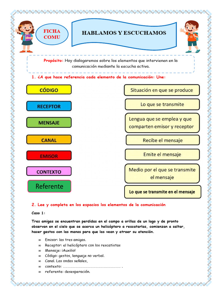 Ficha Comu Lun 7 Hablamos y Escuchamos | PDF | Comunicación