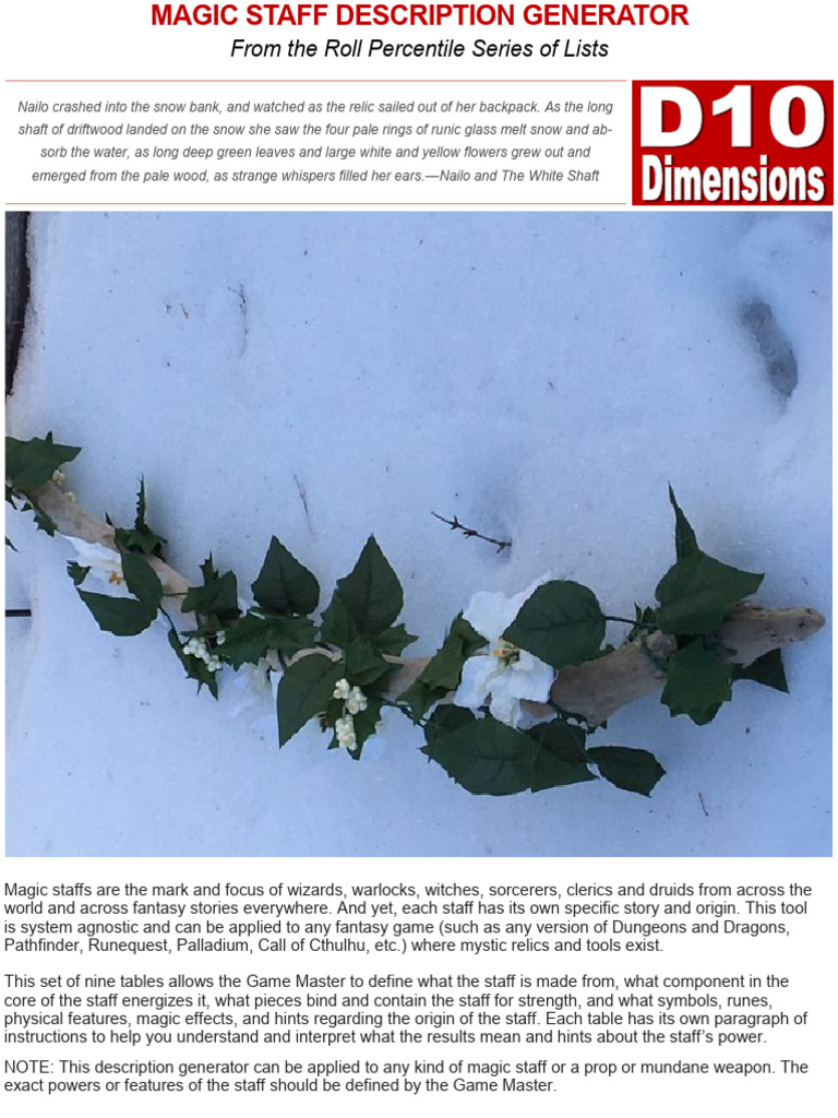 Magic Staff Description Generator | PDF | Wood | Magician (Fantasy)