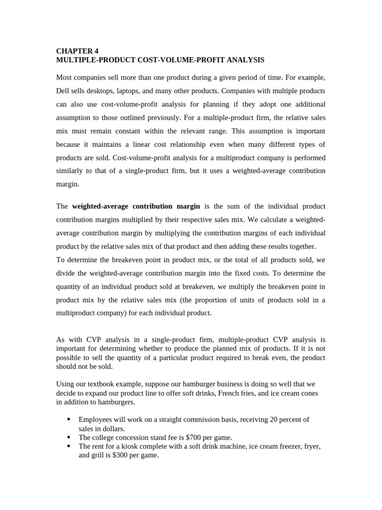 Chapter 4 Multiple Product CVP Analysis | PDF | Business Economics ...