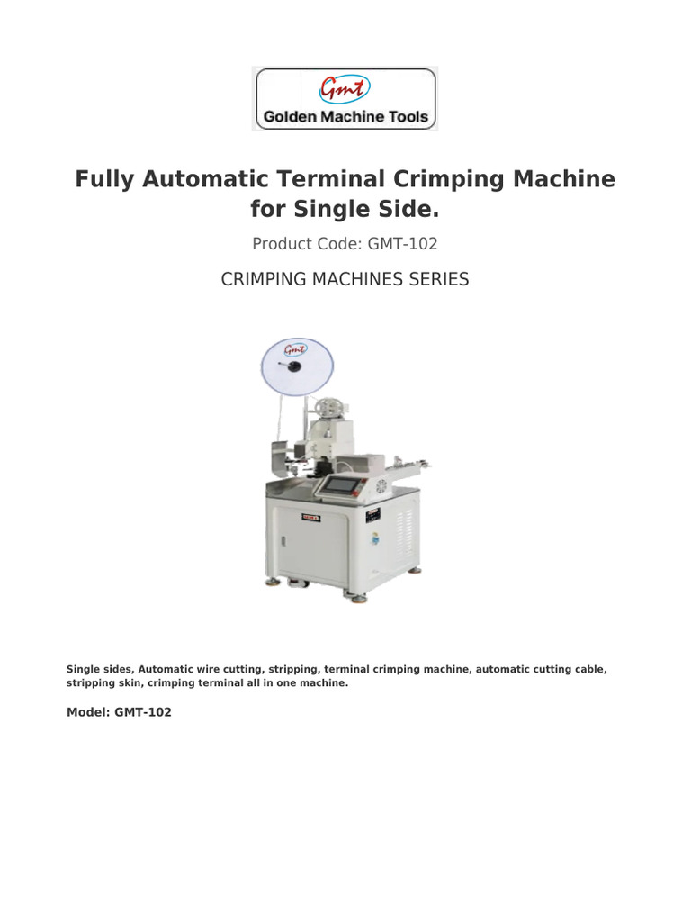 Fully Automatic Terminal Crimping Machine For Single Side. | PDF