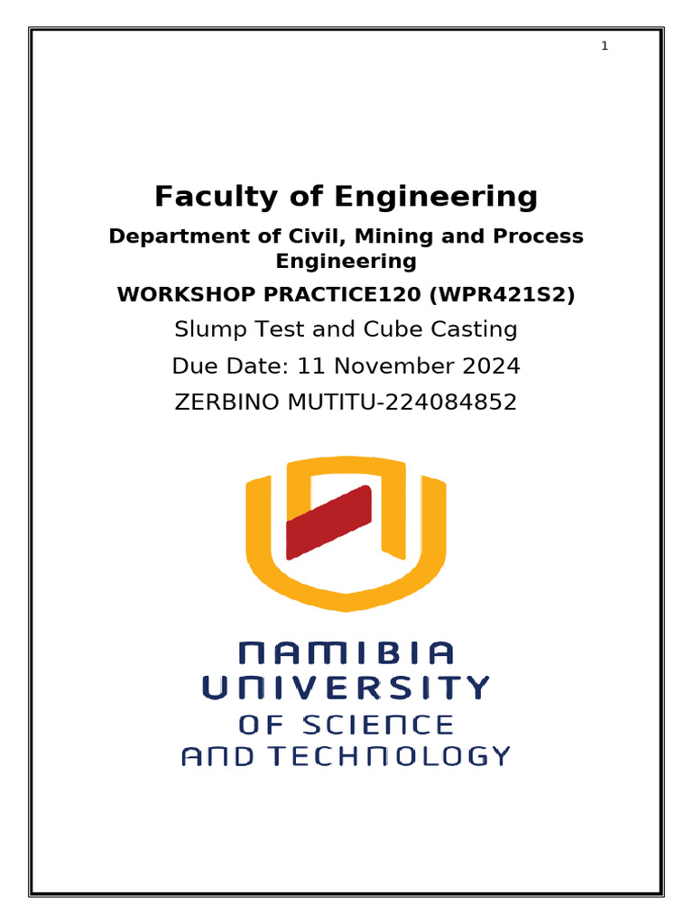 Slump and Cube Casting Test Procedures | PDF | Concrete | Structural ...