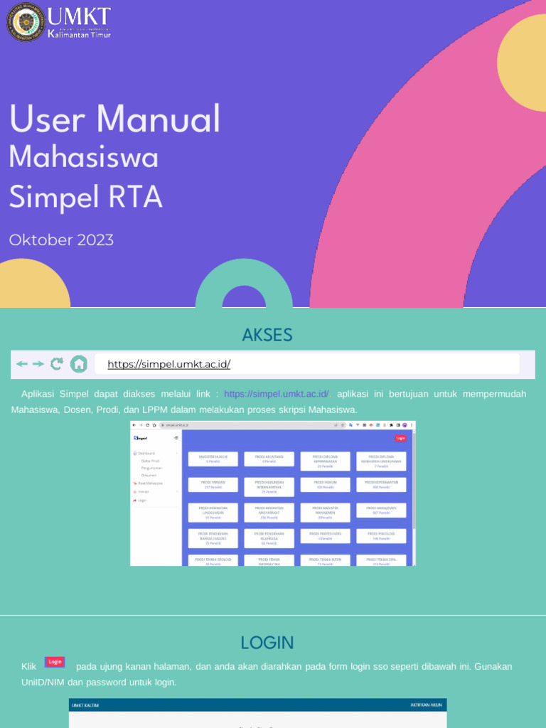 User Manual Simpel RTA Mahasiswa | PDF