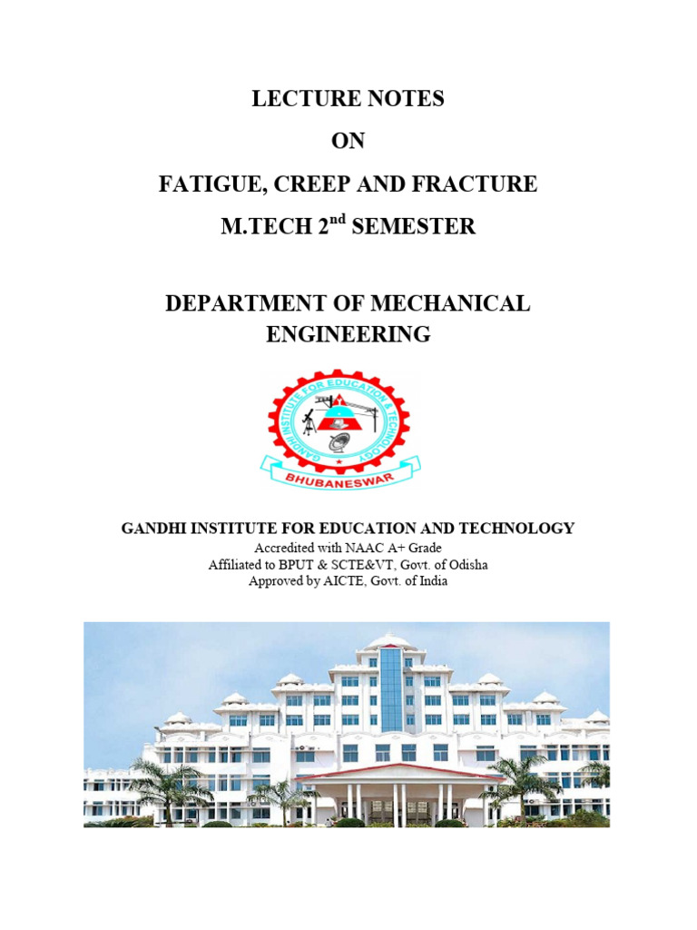 Fatigue and Creep in Engineering Materials | PDF | Creep (Deformation ...