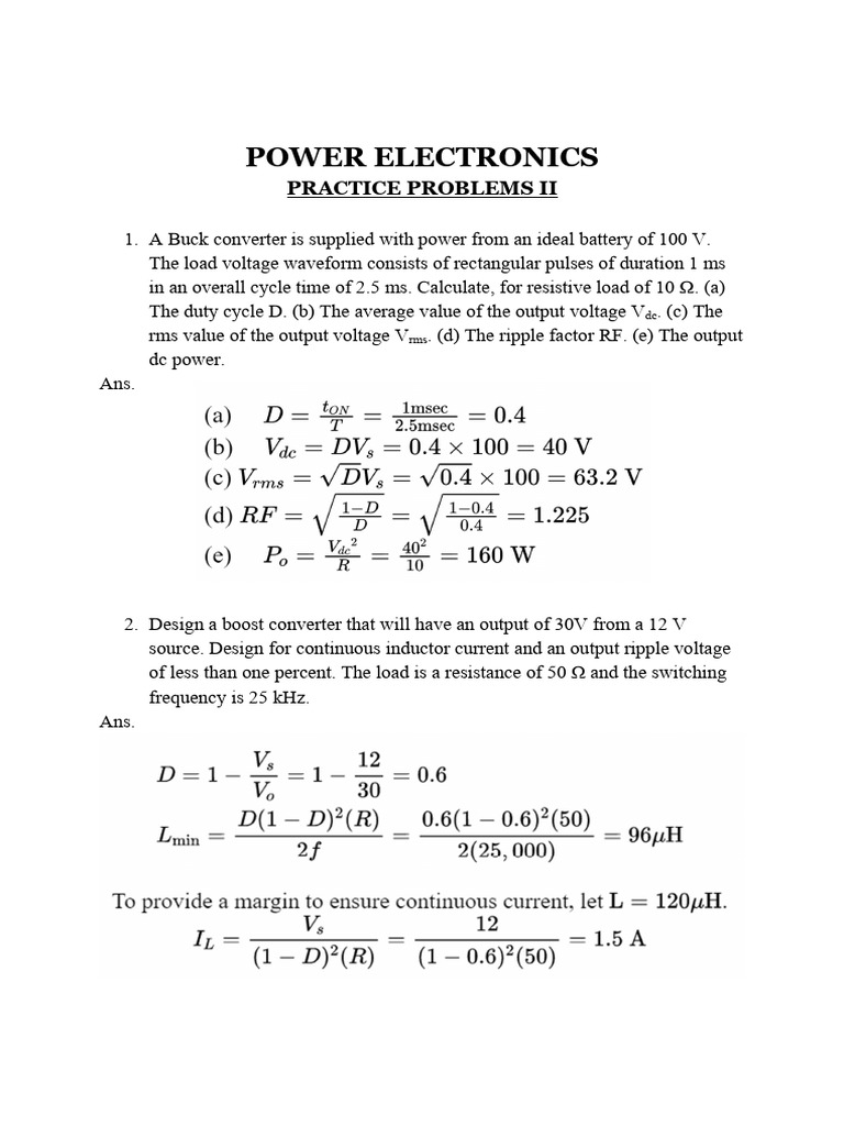 PE Practice Problem II - For Update | PDF | Power Inverter | Electricity