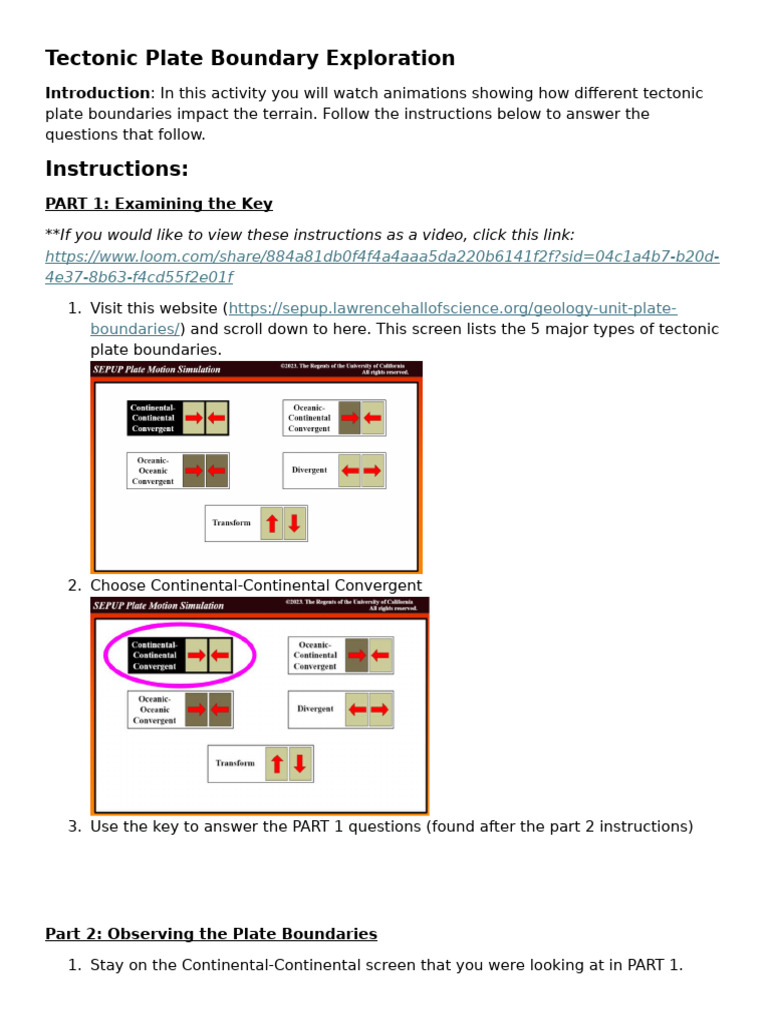 Tectonic Plate Boundary Exploration | PDF | Plate Tectonics ...